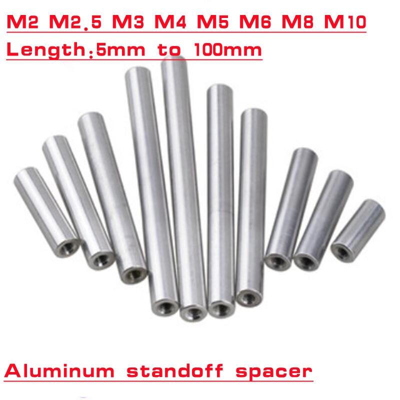 2-10pcs aluminum spacer M2 M2.5 M3 M4 M5 M6 M8 M10 round Aluminum ...
