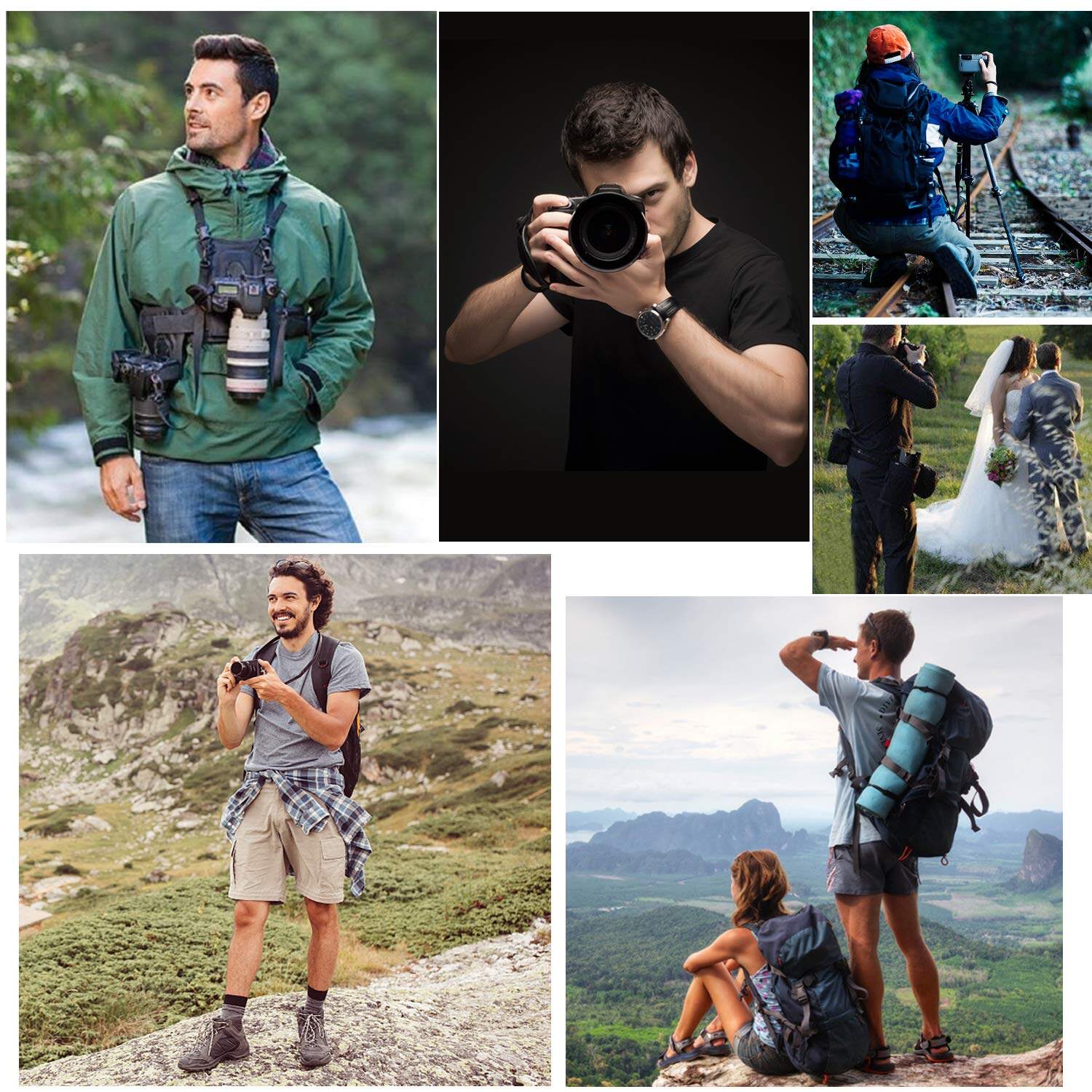 Multi Camera Carrying Chest Harness for Photo DSLR Cameras Support ...