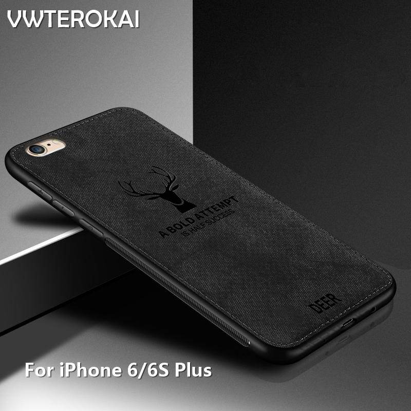 VWTEROKAI Cloth Texture Ultra-thin Canvas Deer Silicon Phone Case For ...