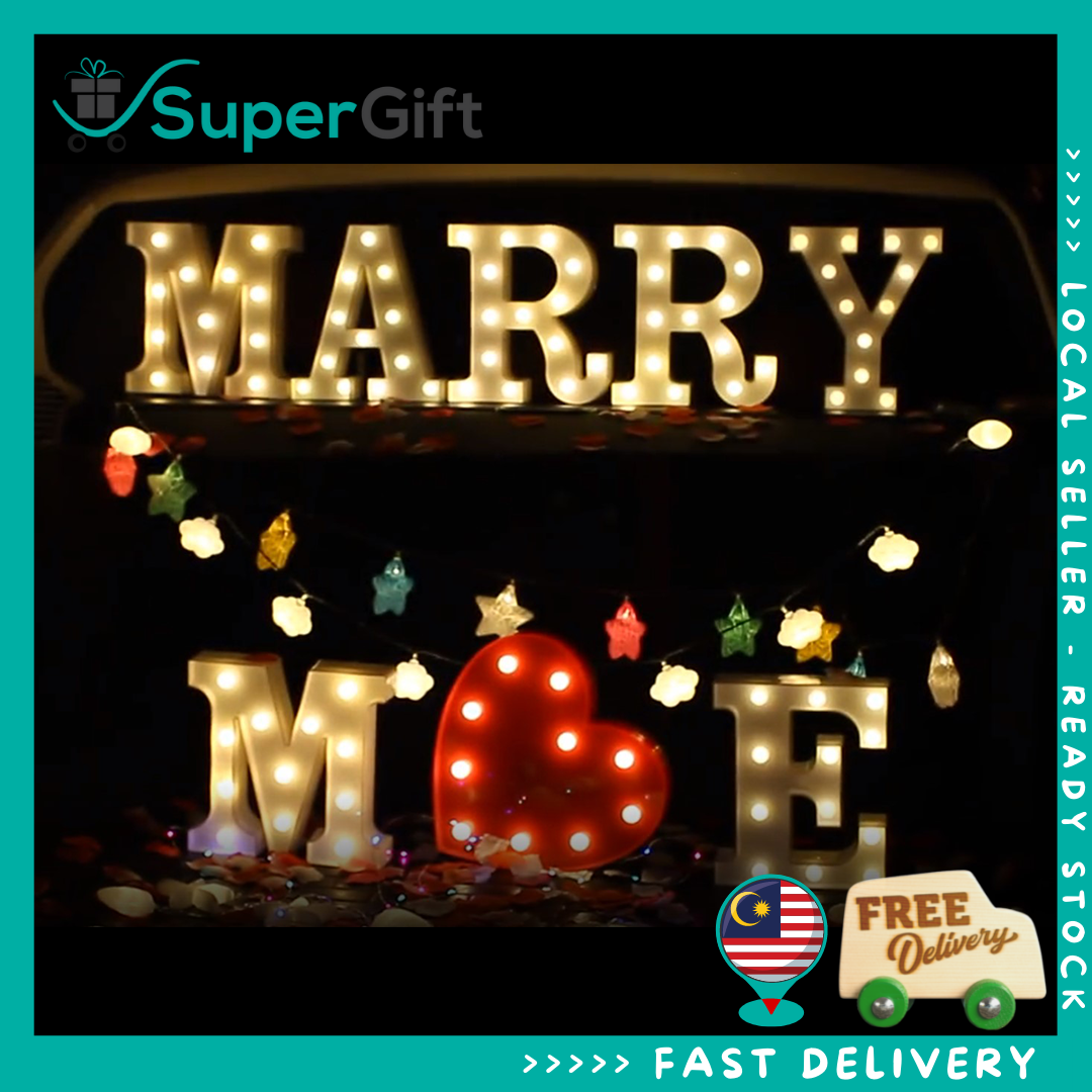 Marry Me LED Light up Letter Alphabet LED Sign Lampu Huruf LED | Lazada