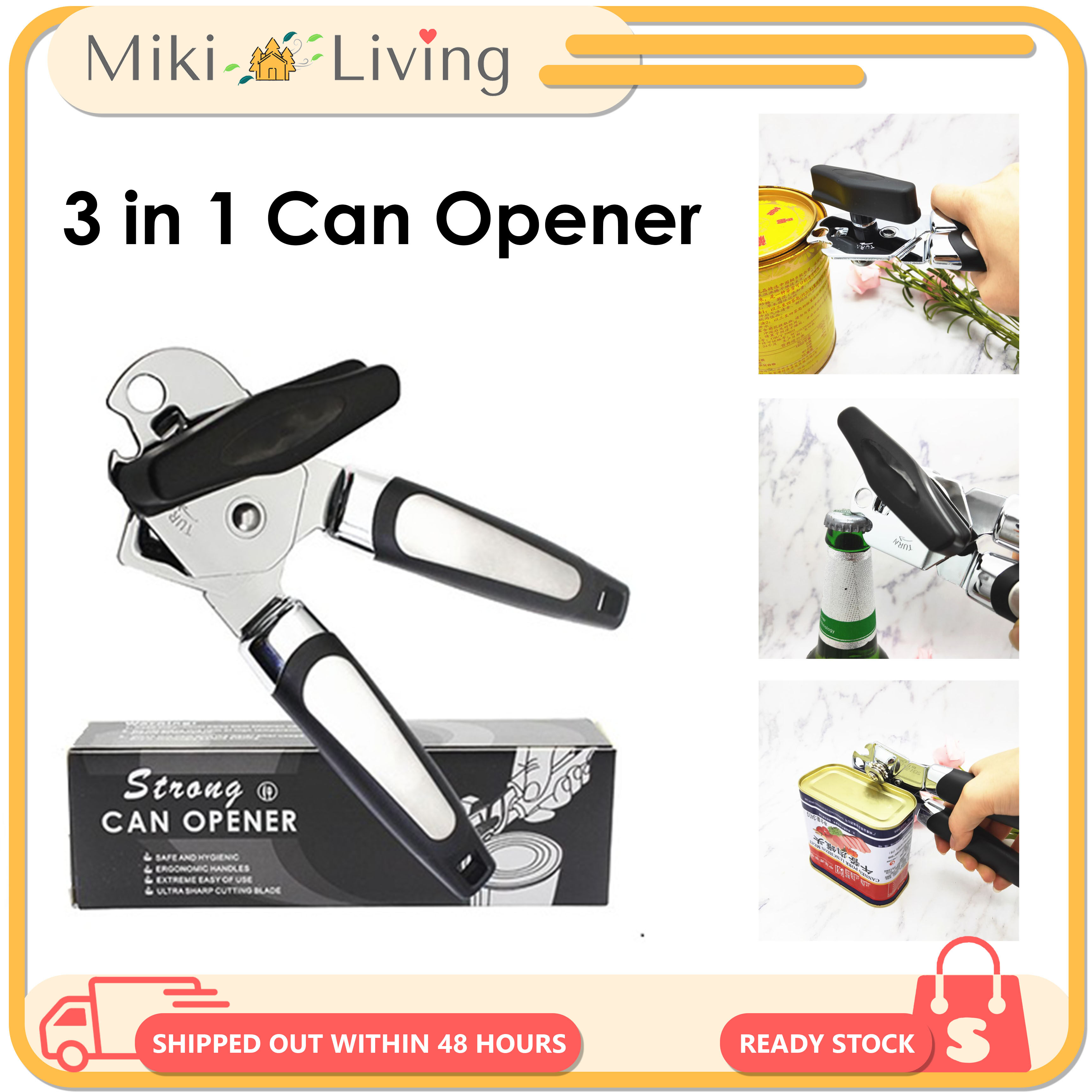 MIKI 3 in 1 Can Opener / Stainless Steel Bottle and Tin Opener / Pembuka Tin | Lazada