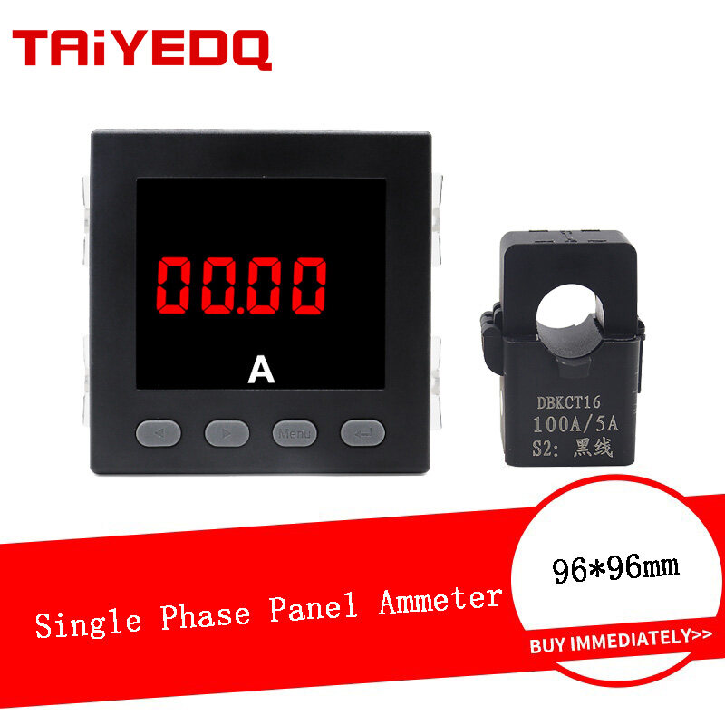 Single Phase Ammeter 96*96mm LED Ampere Panel Meter With 16mm Current ...