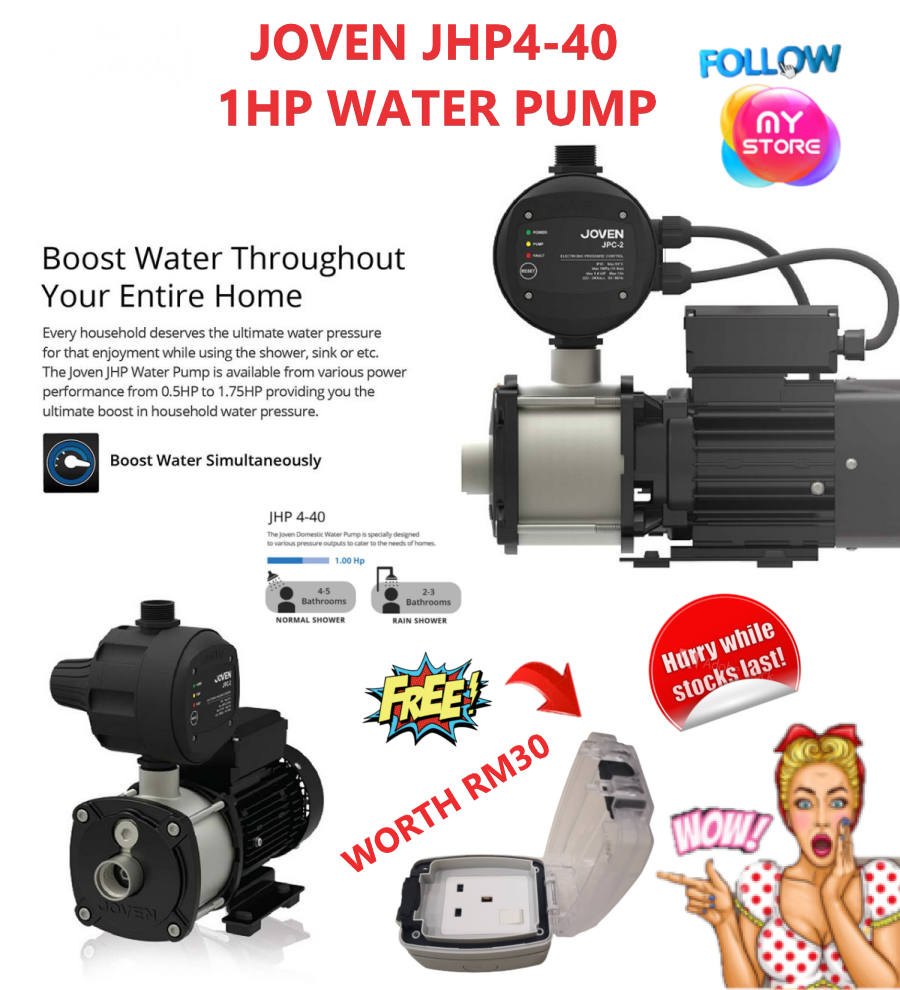 Joven Automatic Domestic Water Pump (0.5HP/0.75HP/1HP) Ready Stock | Lazada