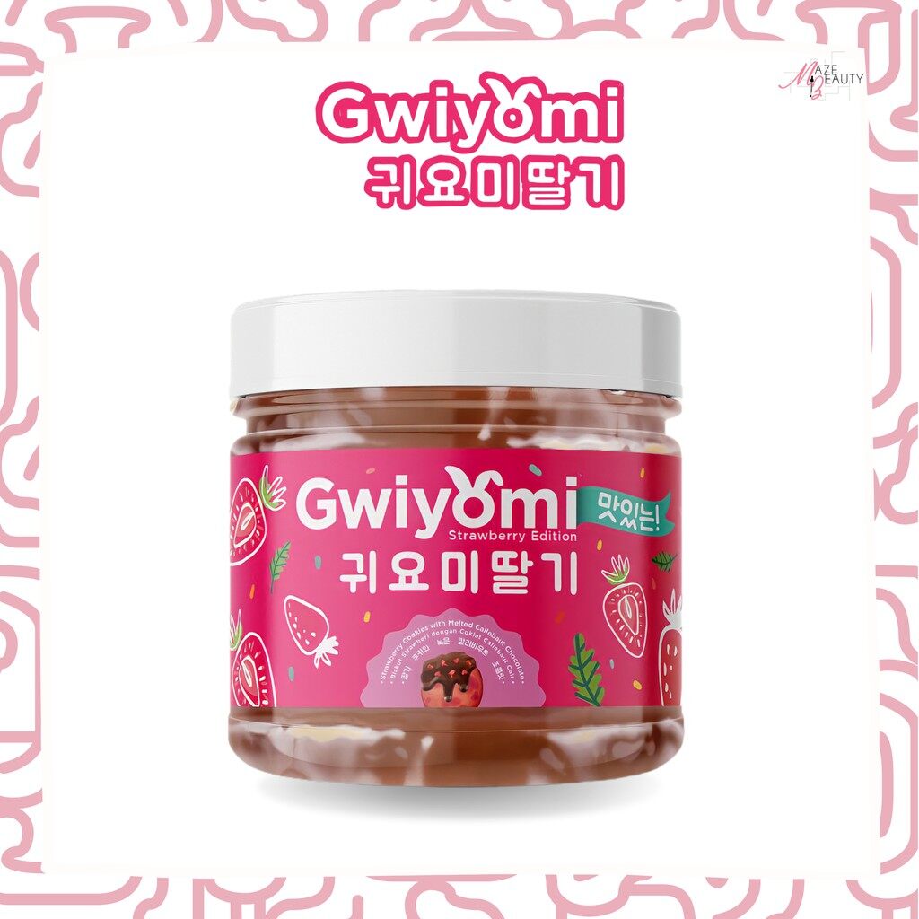 Gwiyomi Strawberry Cookies with Melted Callebaut Chocolate 210g Snek ...