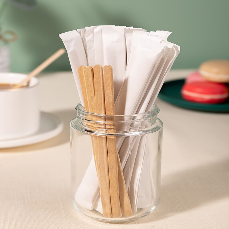 100pcs Disposable stir sticks Natural Wooden tea Coffee Stirrers Cafe ...