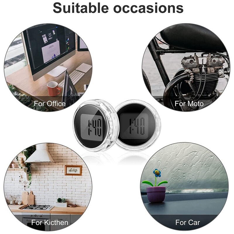 3 Pieces Mini Motorcycle Clocks Waterproof Stick-on Motorbike Mount ...