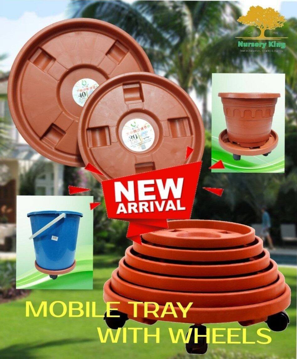 Mobile Flower Pot Tray With Wheel Pot Base Plastic | Lazada