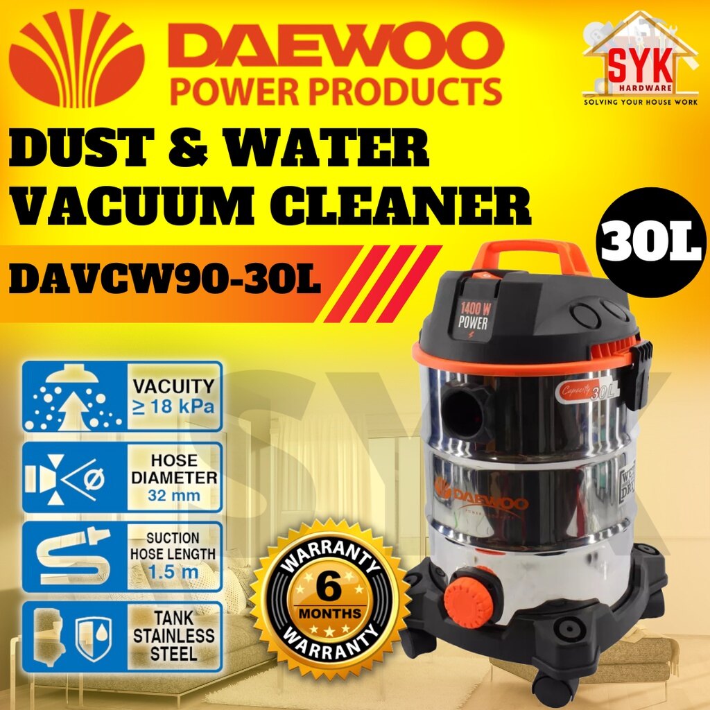 SYK Daewoo DAVCW90-30L 1400W 30L Corded Wet and Dry Vacuum Cleaners ...