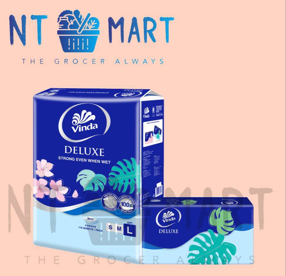 Vinda Deluxe Soft Pack Facial Tissue Large (110's x 4) | Lazada