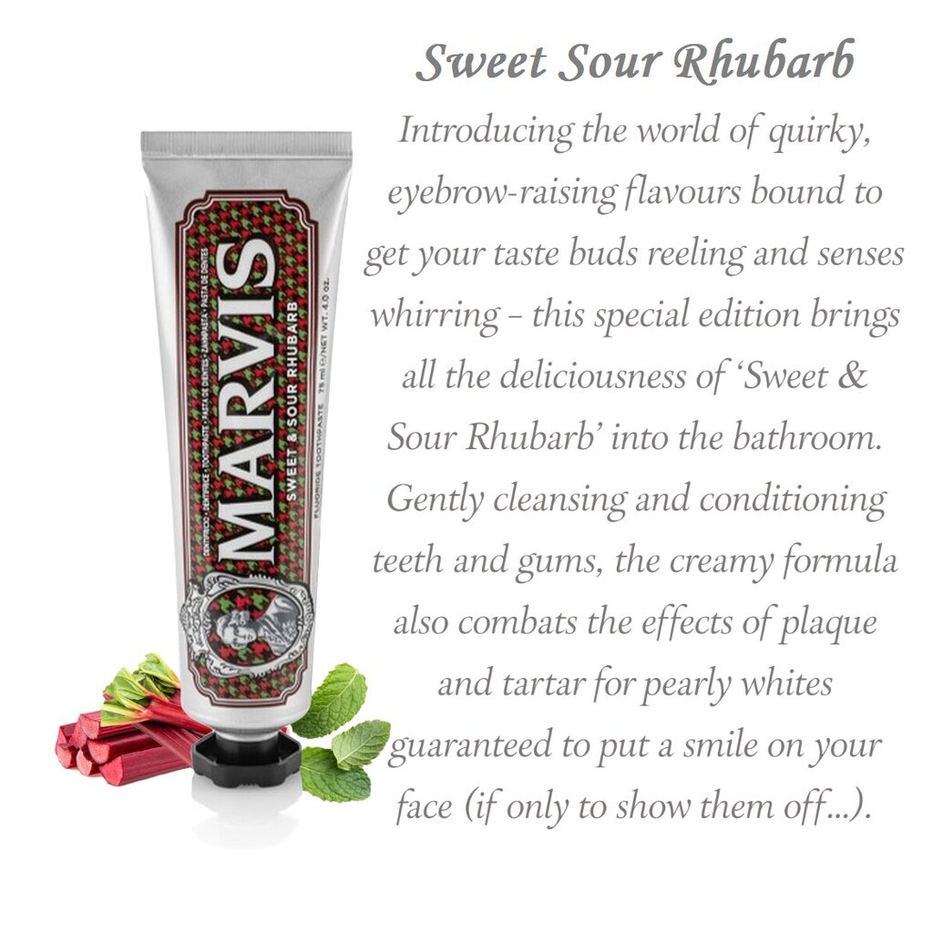 Marvis Sweet Sour Rhubarb & Orange Blossom Bloom Toothpaste 75ml Made ...