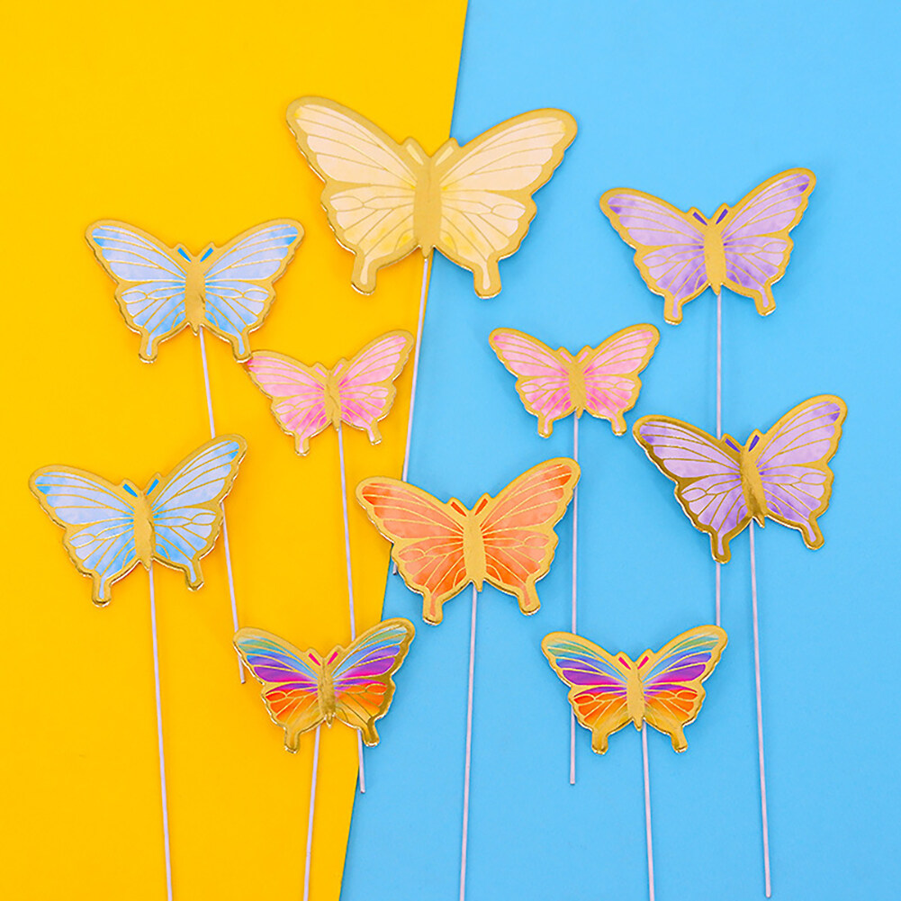 Hittime อุปกรณ์ตกแต่งเค้กผีเสื้ออุปกรณ์ตกแต่งขนมอบแสนโรแมนติกสำหรับวันวาเลนไทน์จำนวน10ชิ้น ...