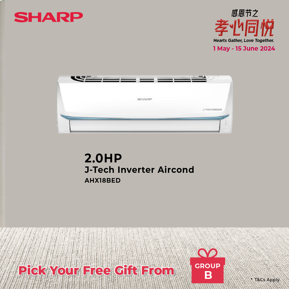 Sharp AHX18BED 2.0HP R32 Refrigerant J-Tech Inverter Air Conditioner ...