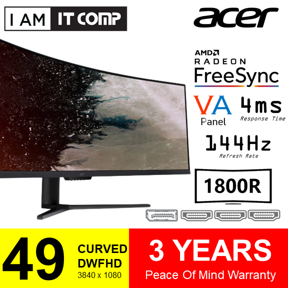 ACER NITRO 49 Inch EI491CR / EI491C DWFHD 144Hz VA Curved Super Wide ...