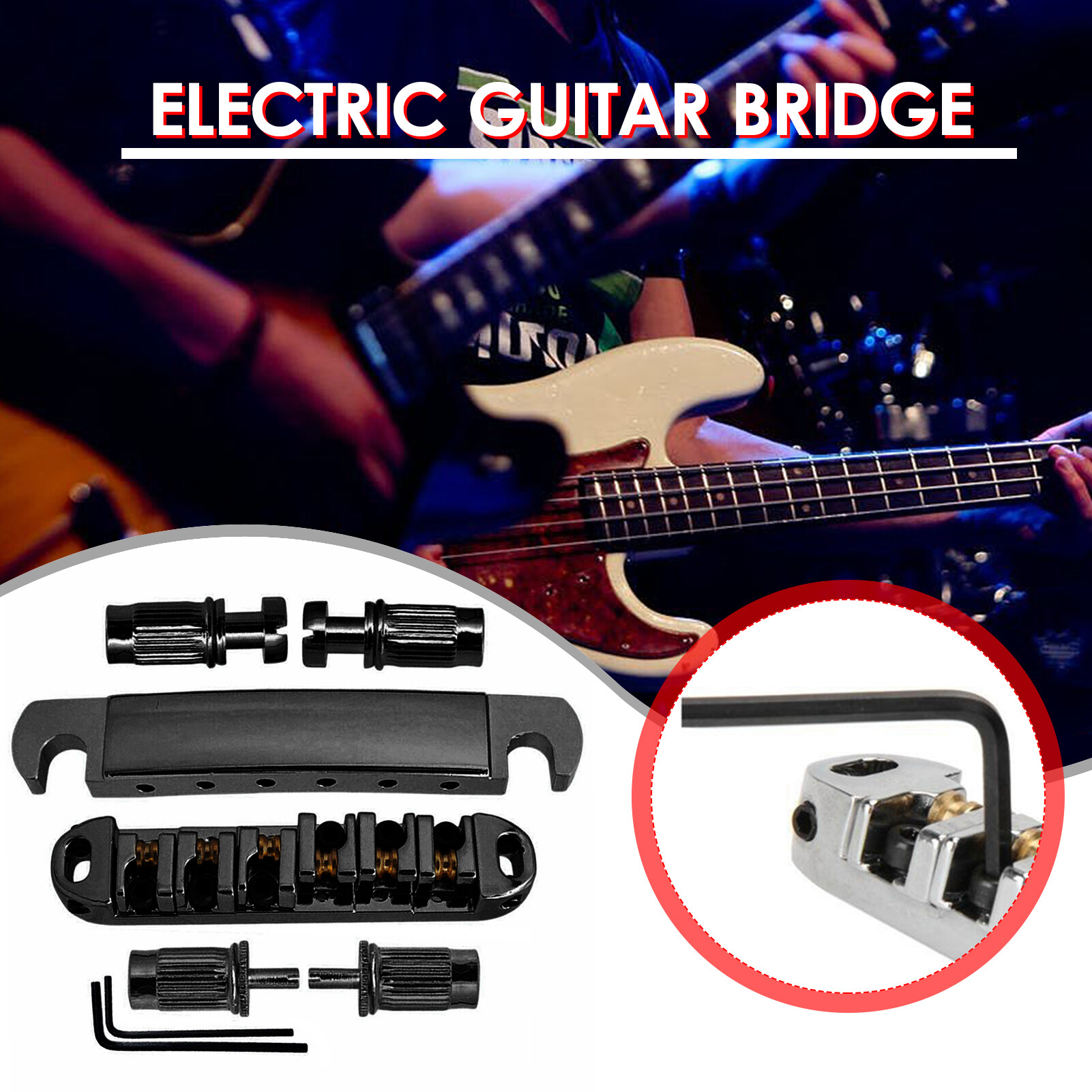 Electric Guitar Bridge Drawstring Plate Upper and Lower Split Bridge ...