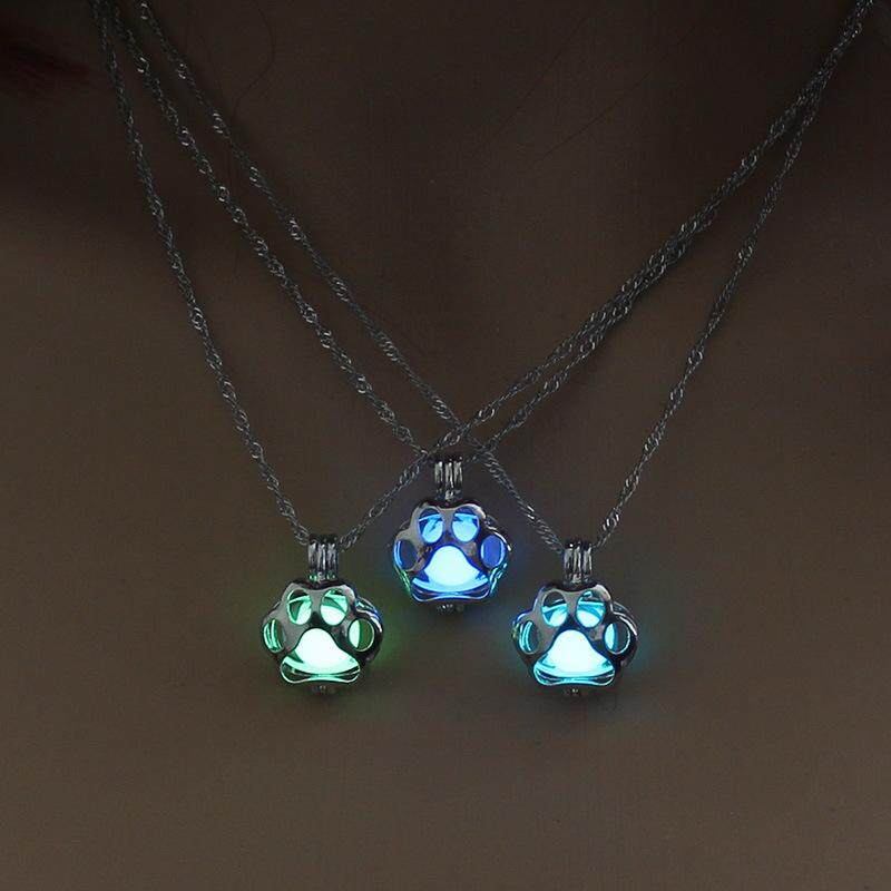 Luminous Glow In The Dark Necklace Hollow Glowing StoneChoker Pendants ...