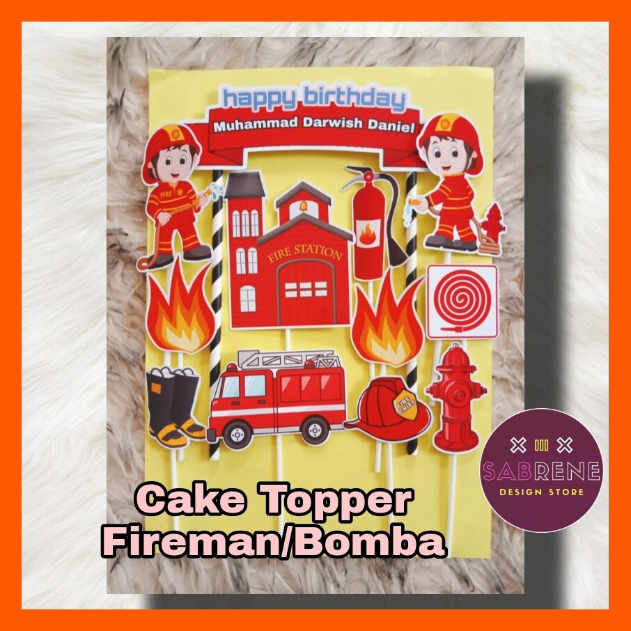 Fireman Bomba Cake Topper BAKEWARE DECORATION | Lazada