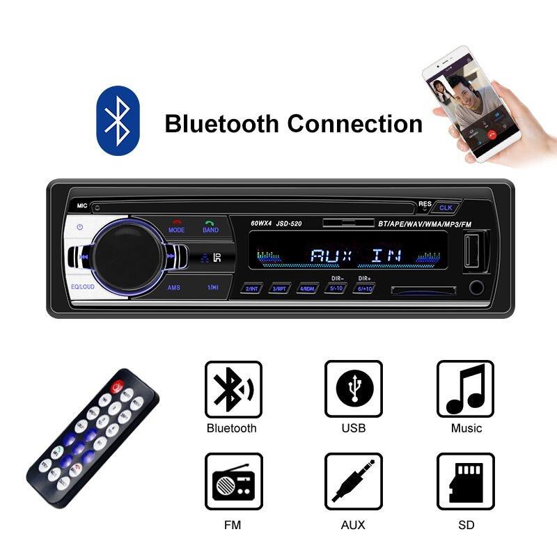 สต็อกท้องถิ่นCOD JSD-520 12V เครื่องเสียงรถ บลูทูธ FM MP3 เครื่องเสียงรถยนต์ USBSDAUX วิทยุติด ...