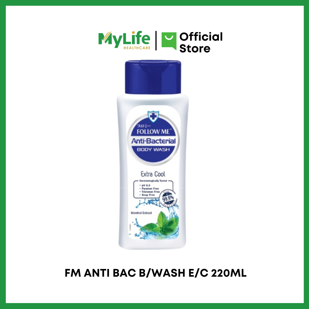 FOLLOW ME ANTI BACTERIAL BODY WASH EXTRA COOL 220ML KILLS 99.99% ...