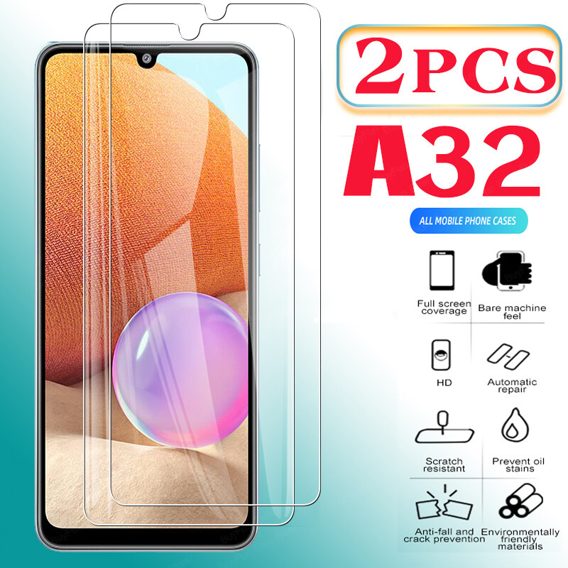 2ชิ้นกระจกนิรภัยบนสำหรับ Samsung A32 Glas ฟิล์มป้องกันหน้าจอสำหรับ ...
