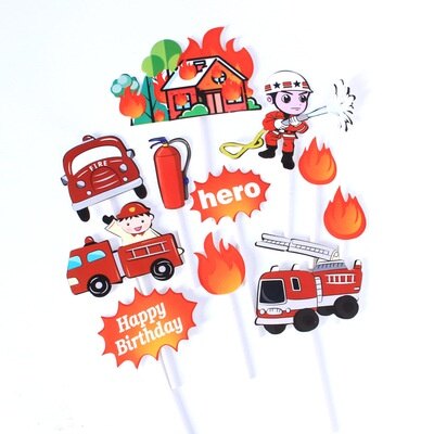 [Ready Stock] Fire Fighter Fire Engine Fire Trucks cake topper fireman ...