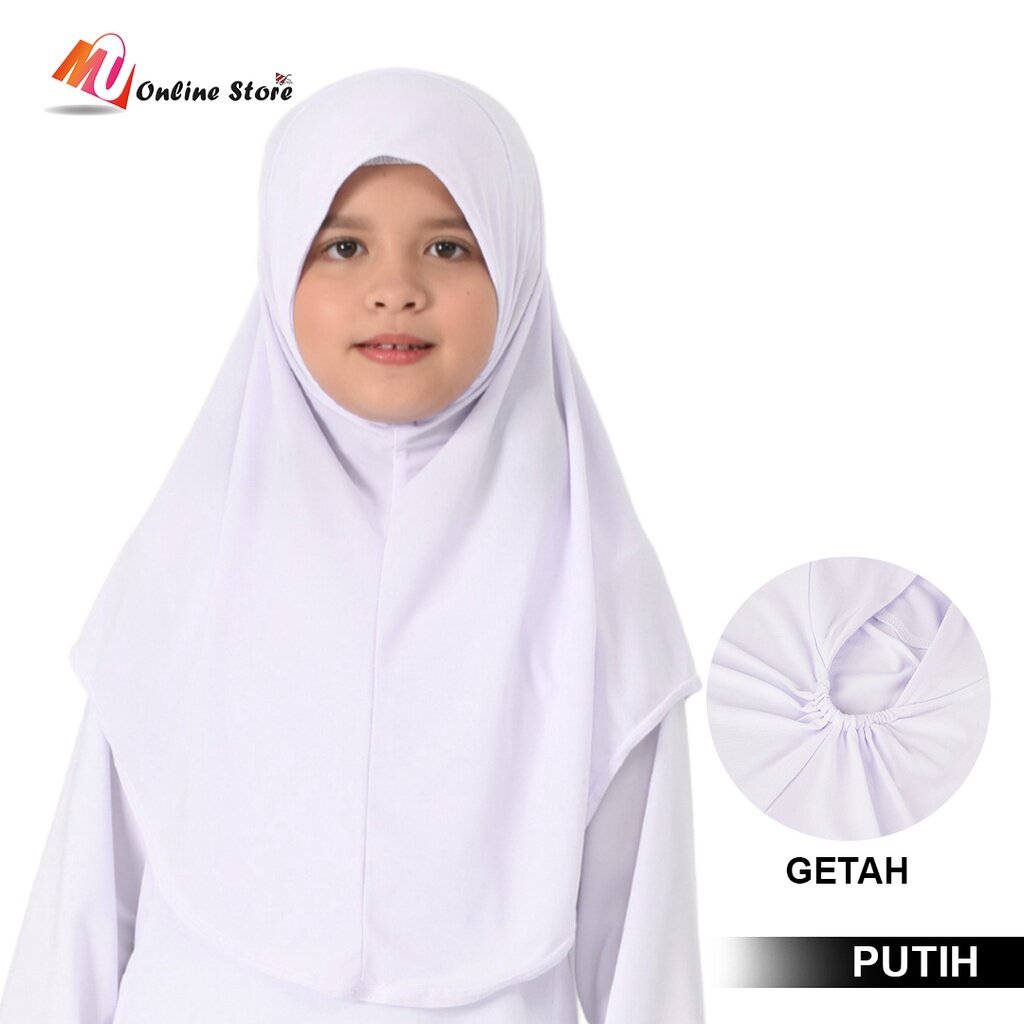 MU TUDUNG SARIMAH GETAH PUTIH DAN HITAM / TUDUNG SEKOLAH SATU LAPIS ...