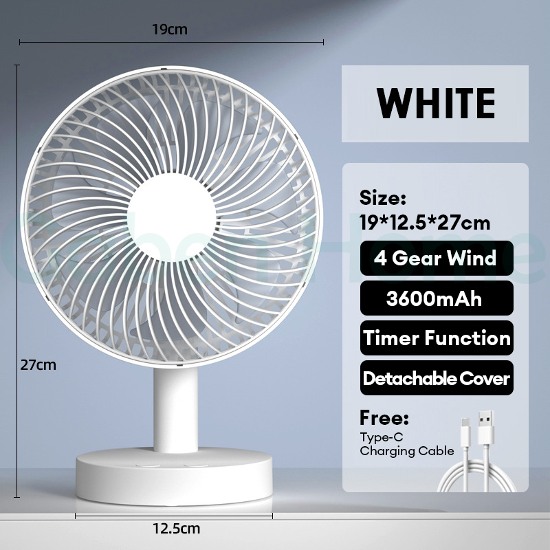 Rechargeable Table Fan Portable Stand Fan Kipas Quiet Cooling Air Table ...
