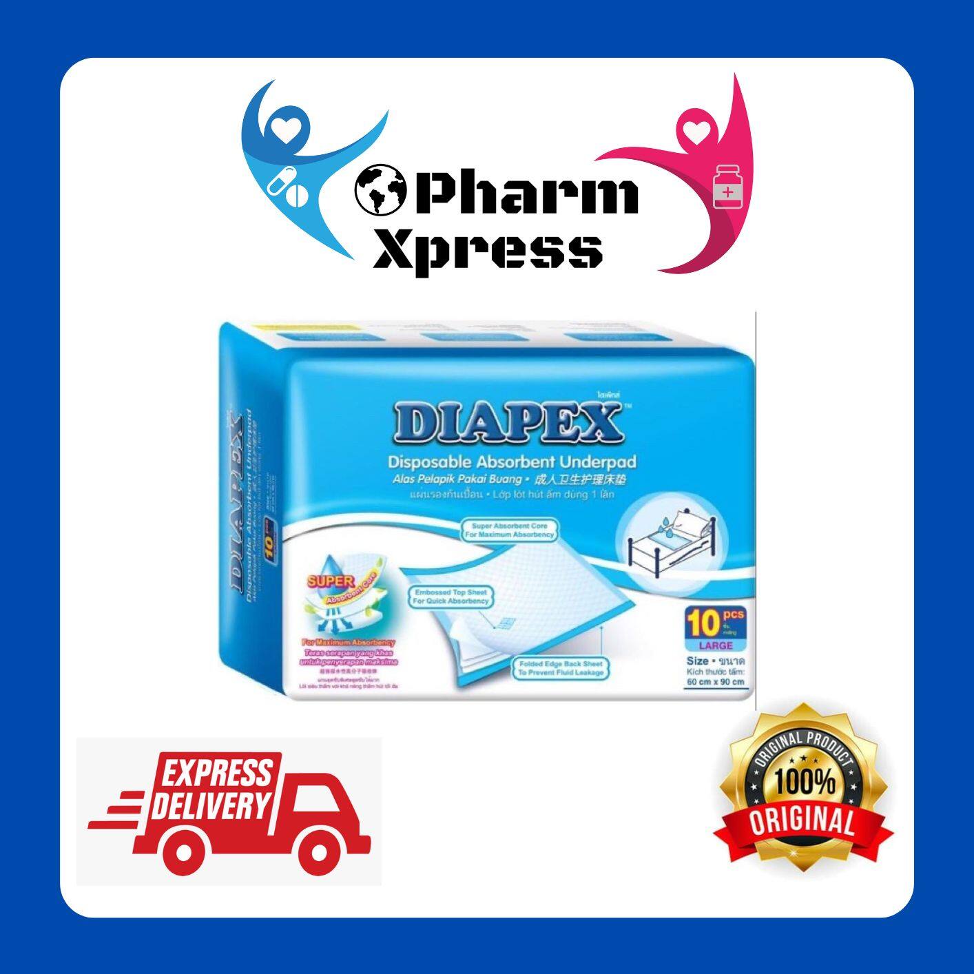 DIAPEX DISPOSABLE ABSORBENT UNDERPAD 10s | Lazada