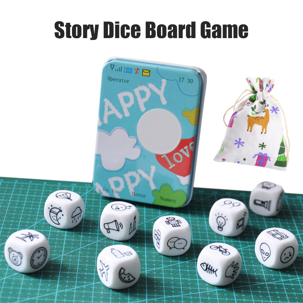 Story Dice Board Game Story Checkered Toys Funny Boxed Story Dice ...