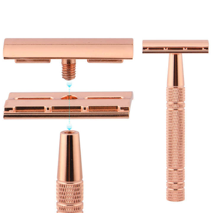 Double Edge Safety Razor With 5 Blades And 1 Brush, Metal Classic ...