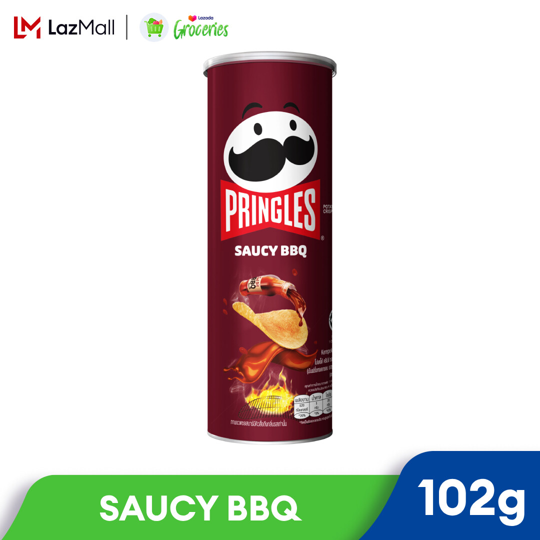 Pringles SAUCY BBQ Flavour Potato Crisp Chips 1 Can 102g (Halal) | Lazada