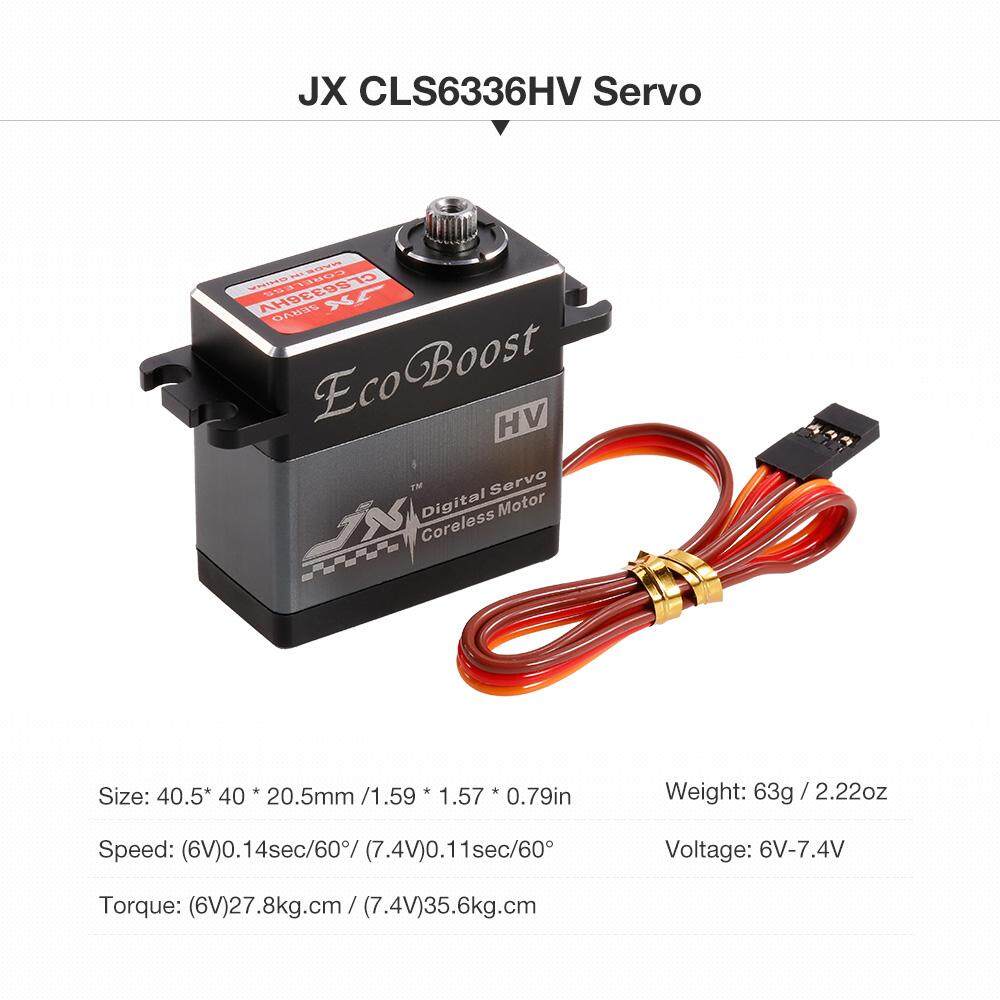 JX CLS6336HV 6.0V-7.4V 0.11sec/60° Digital Metal Gear Coreless Motor Servo 35.6kg Torque ...