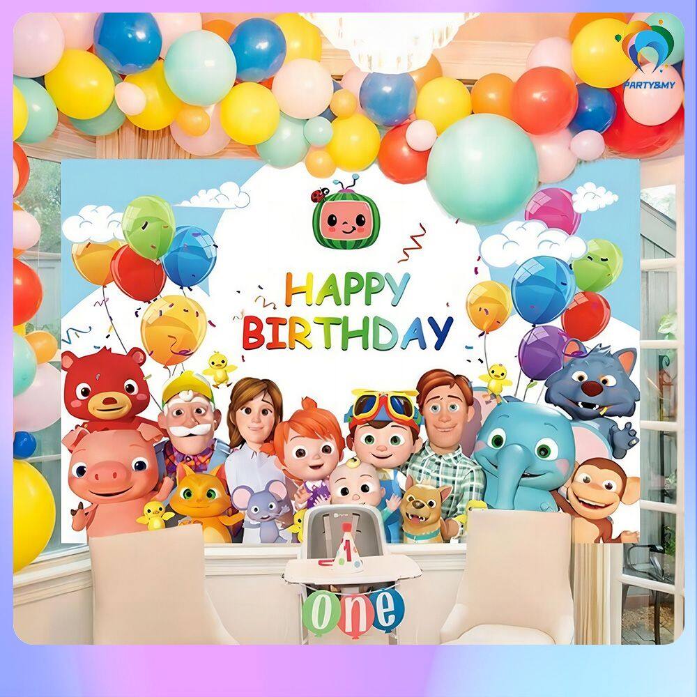 Cocomelon Birthday Backdrop Party Poster Background Cloth Happy ...