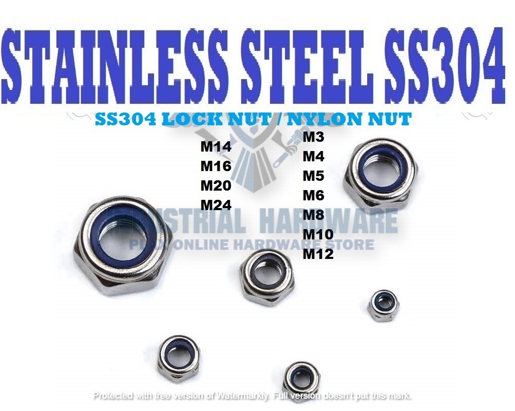 Hex Lock Nut M3 M4 M5 M6 M8 M10 M12 M14 M16 M20 M24 Stainless Steel 304 ...