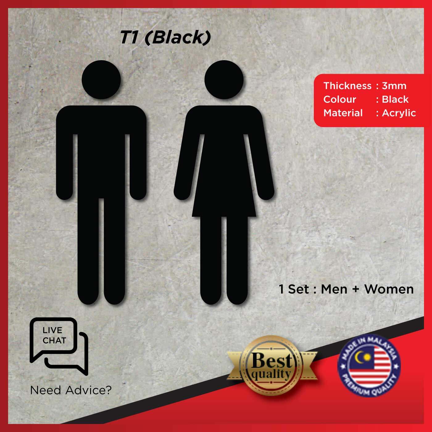 Modern 3D Washroom Toilet Tandas Acrylic Sign | Lazada