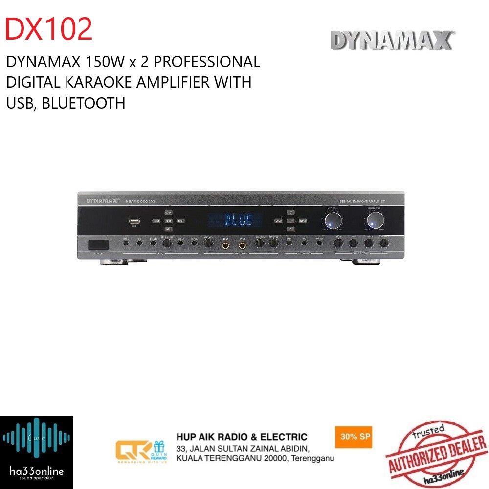 DYNAMAX DX102 150W x 2 PROFESSIONAL DIGITAL KARAOKE AMPLIFIER WITH USB ...