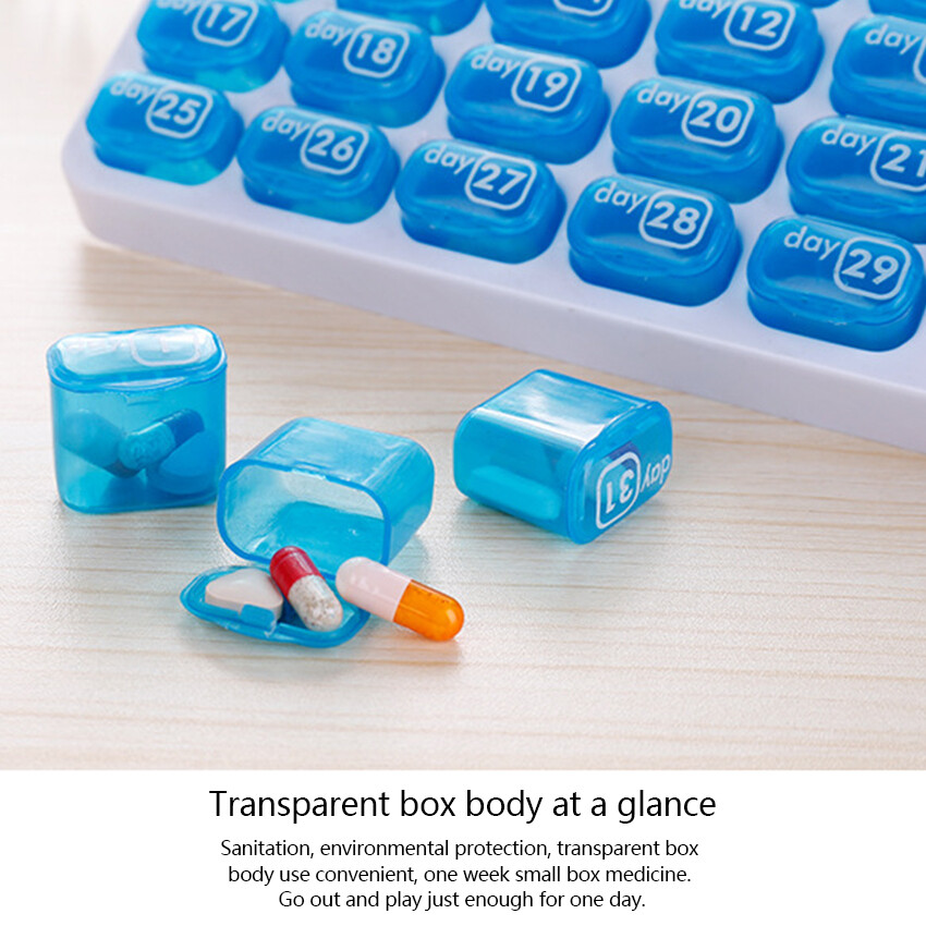 Pill Box 31 Day Medicine Tablet Dispenser Organizer Weekly Storage Case ...