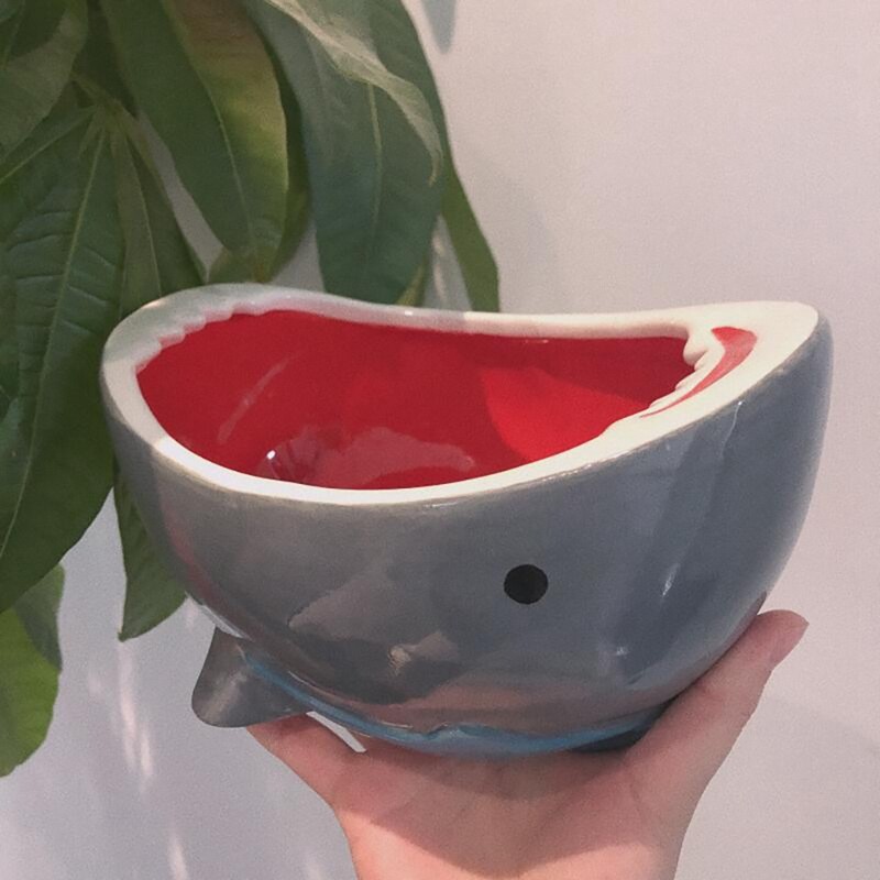 Cute Shark Attack Bowl Cereal Candy Bowl Ceramic Bowl Cartoon Fruit ...
