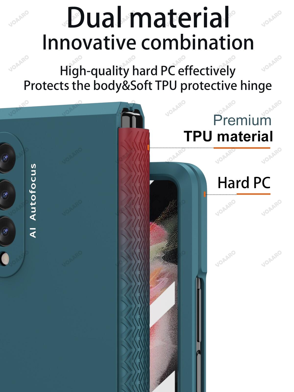 For Samsung Galaxy Z Fold 3 Hinge Case With Front Glass Film For Galaxy ...