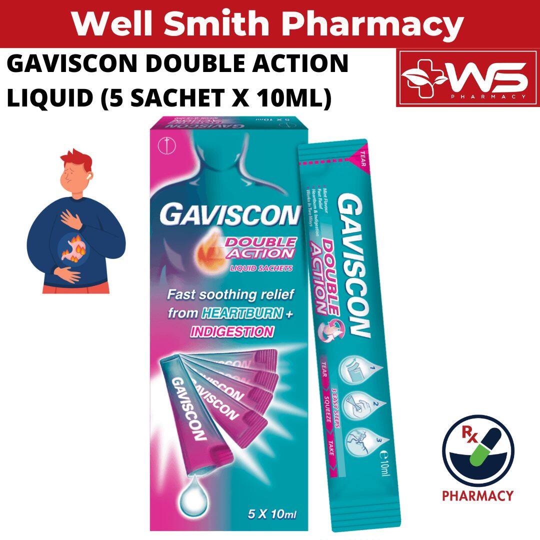 GAVISCON DOUBLE ACTION LIQUID (5 SACHETS X 10ML) SUITABLE FOR ACID ...