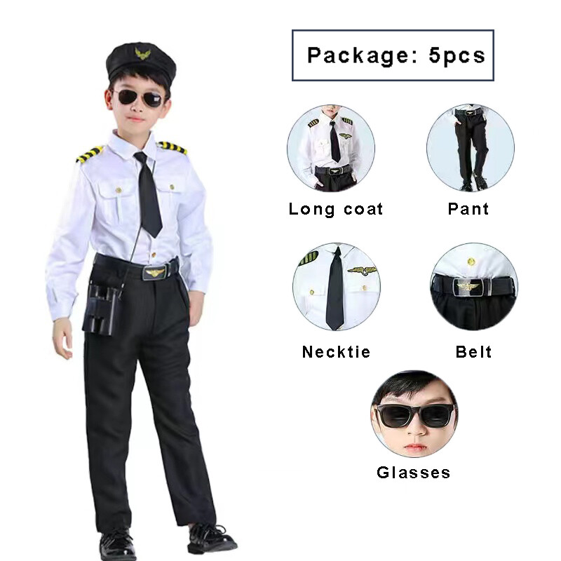 Liveme Airline Pilot Captain Costume for Kids Boys Girls Captain ...
