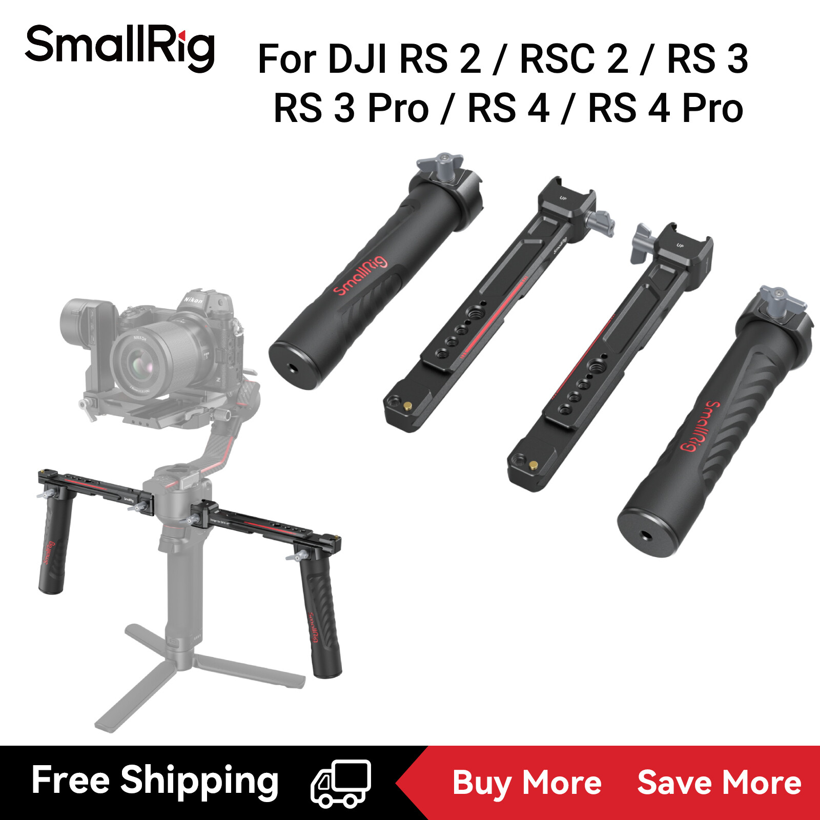 SmallRig Dual Handle Handgrip for DJI RS 2 / RSC 2 / RS 3 / RS 3 Pro / RS 4 / RS 4 Pro Gimbal ...