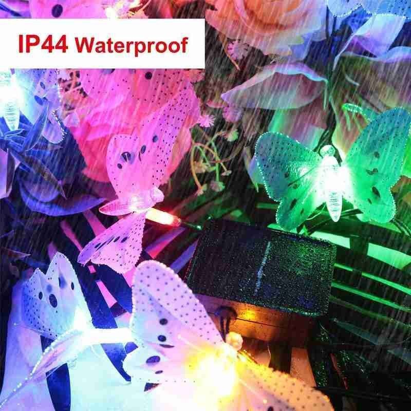 12 Led Solar Powered Butterfly Fiber Optic Fairy String Lights ...
