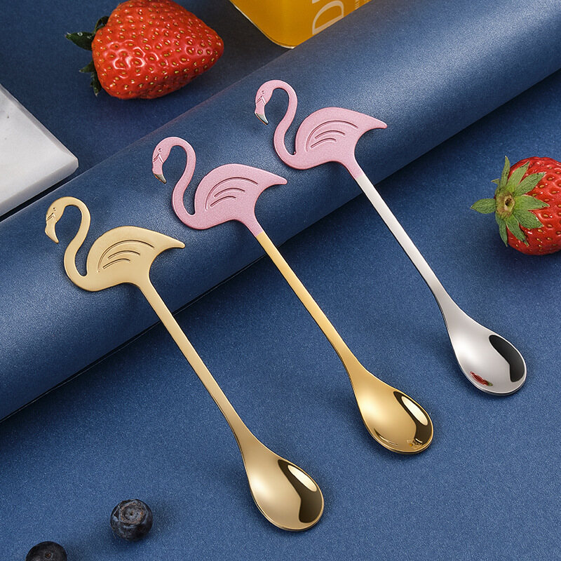 Stainless Steel Flamingo Coffee Scoop Tableware Cute Teaspoons Stirring ...