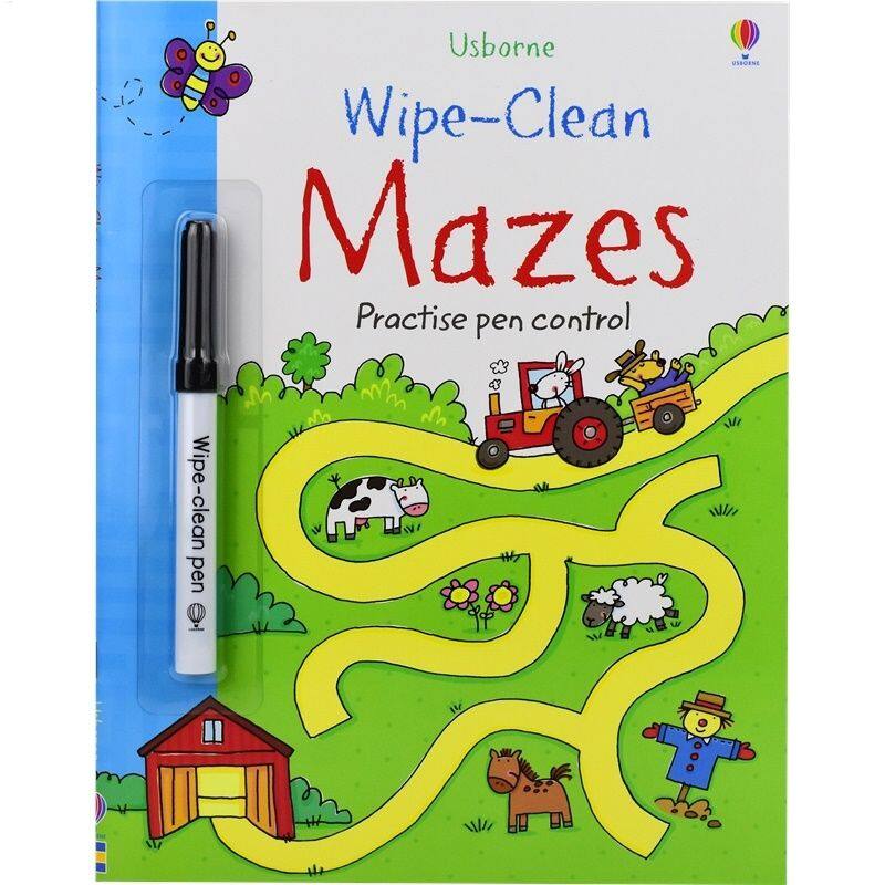 Usborne wipe clean - mazes fun maze English erasable enlightenment Book ...