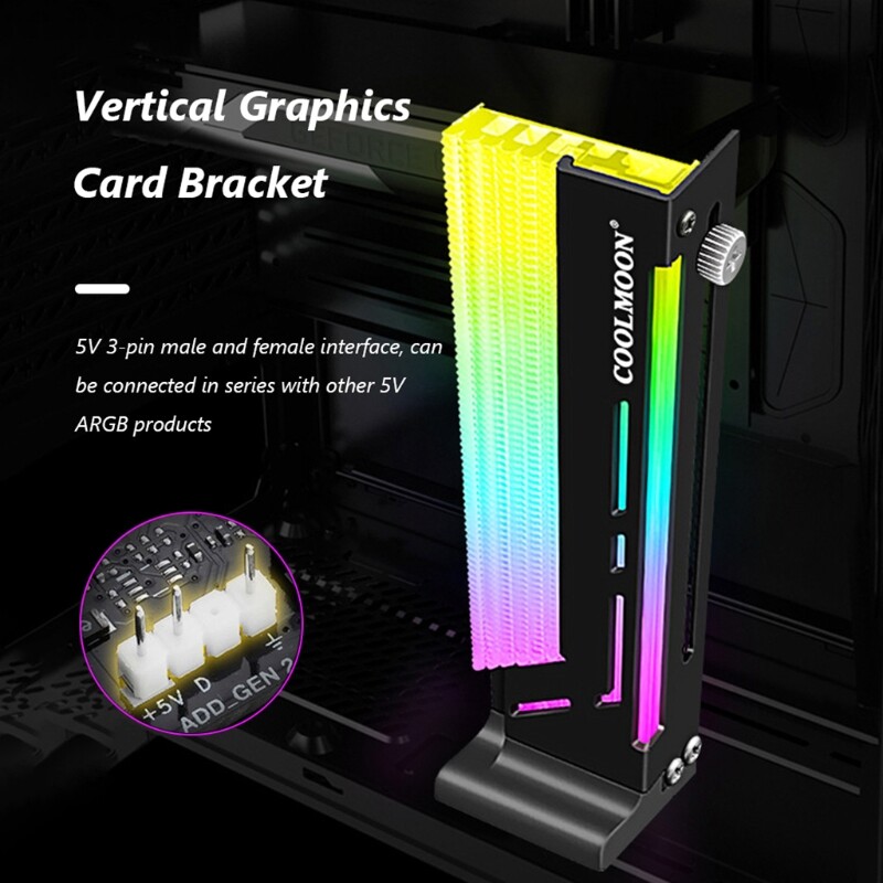 Coolmoon ขาตั้งการ์ดจอแนวตั้ง RGB CM-GH2,ที่ใส่ GPU แถบ ARGB ในตัวปรับ ...