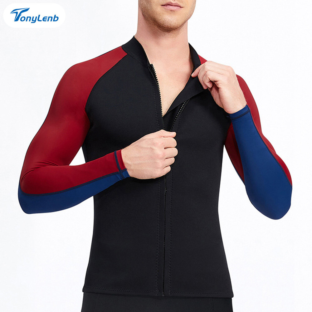 TonyLen Men Separate Diving Top Long Sleeve With Zipper Thermal Sun ...