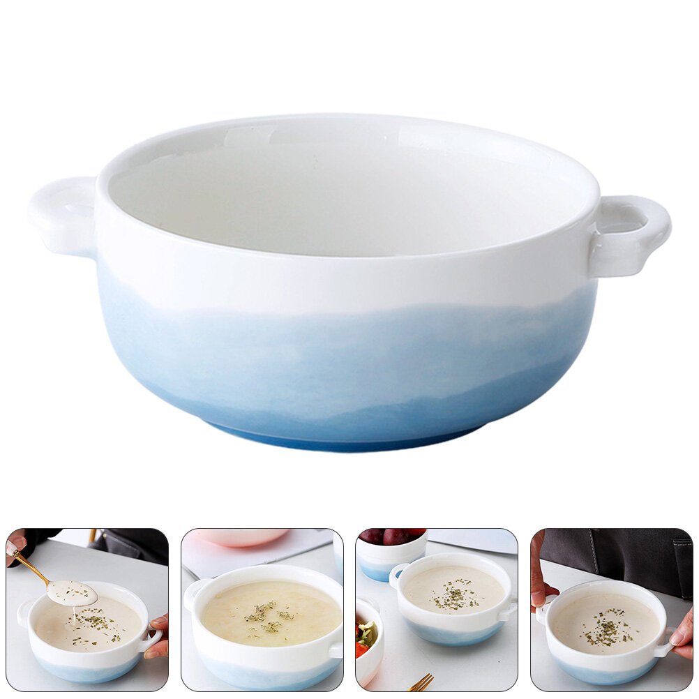 FOXNOVO 2pcs Ceramic Soup Pudding Dessert Bowls Food Containers ...