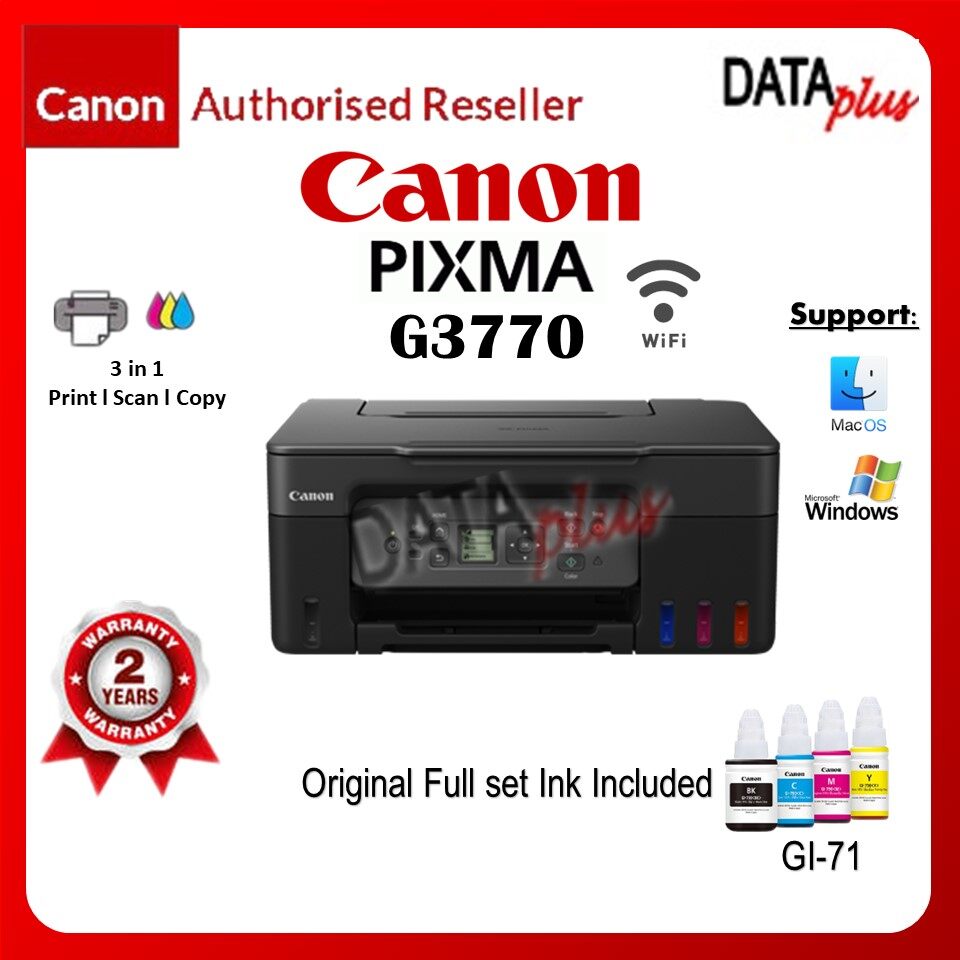 Canon PIXMA G3770 Wireless Refillable Ink Tank Printer with Low-Cost ...