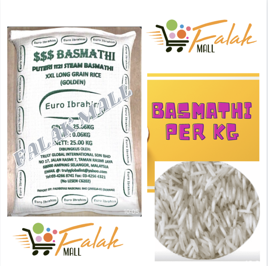 Euro Ibrahim Rice Puteri Steam Basmathi 1kg / Beras Basmathi XXL Goden ...