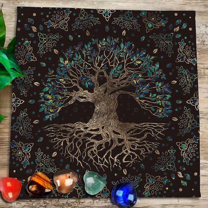 Tarot Tablecloth Celtic Knots Velvet Tree of Life Altar Cloth Pagan Spiritual Pendulum ...